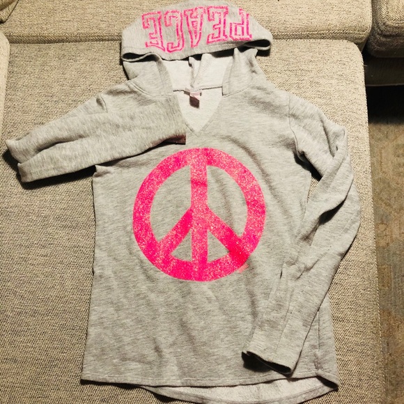 Justice | Shirts & Tops | Justice Girls Pink Peace Sign Hoodie | Poshmark